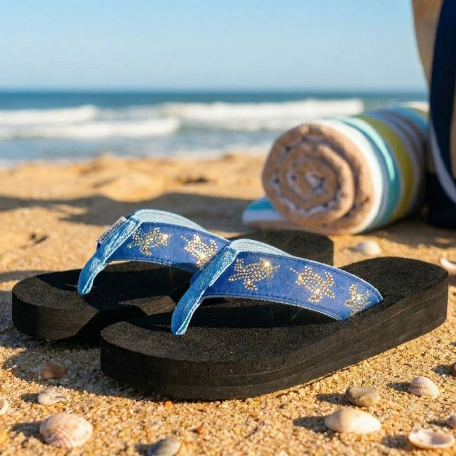 Ocean Legends by Tidewater Sandals | Rhinestone Sea Turtle Flip Flops