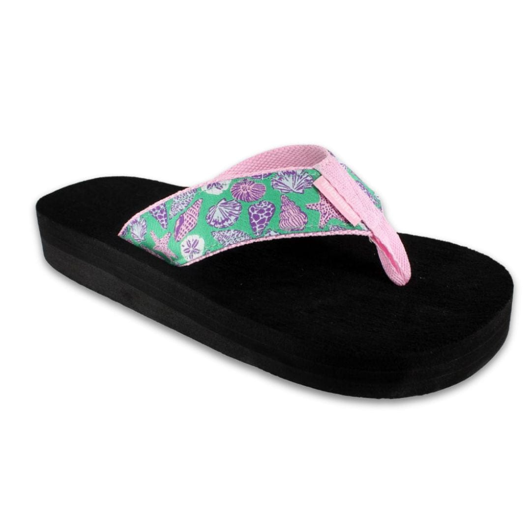 Tidewater Sandals Seashell Soiree Flip Flops – Pink and Green Seashell